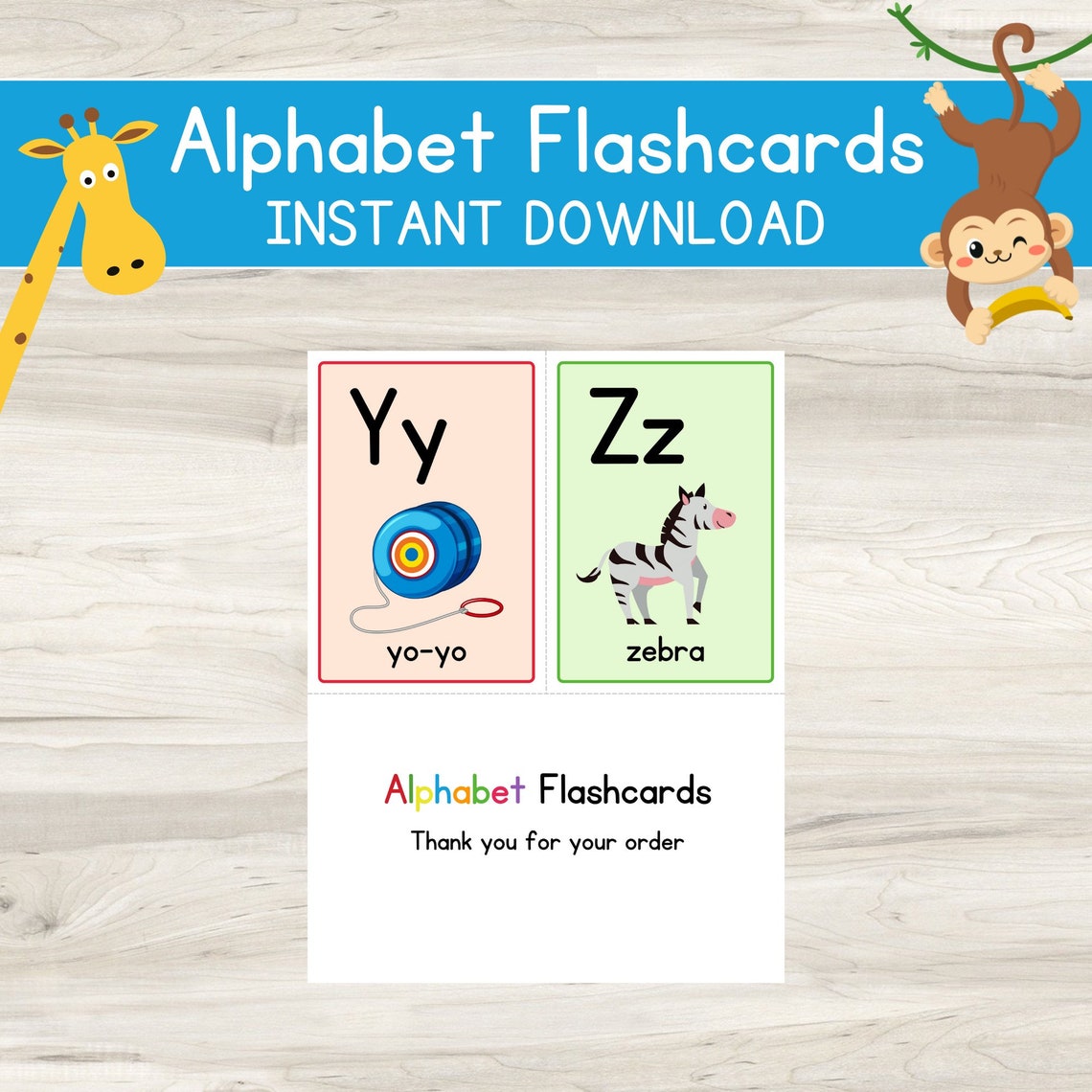 ABC Flash Cards Printable: Kids Learning Alphabet (digital Download) - Etsy