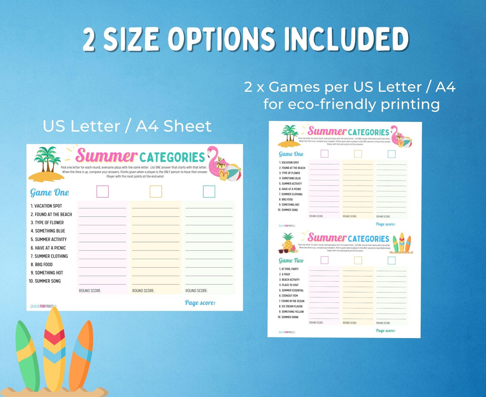 Summer Scattergories Game: Printable Family Fun (digital Print) - Etsy