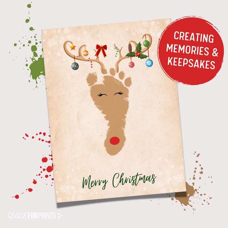 Christmas Reindeer Footprint, Christmas Craft, Reindeer Footprint ...