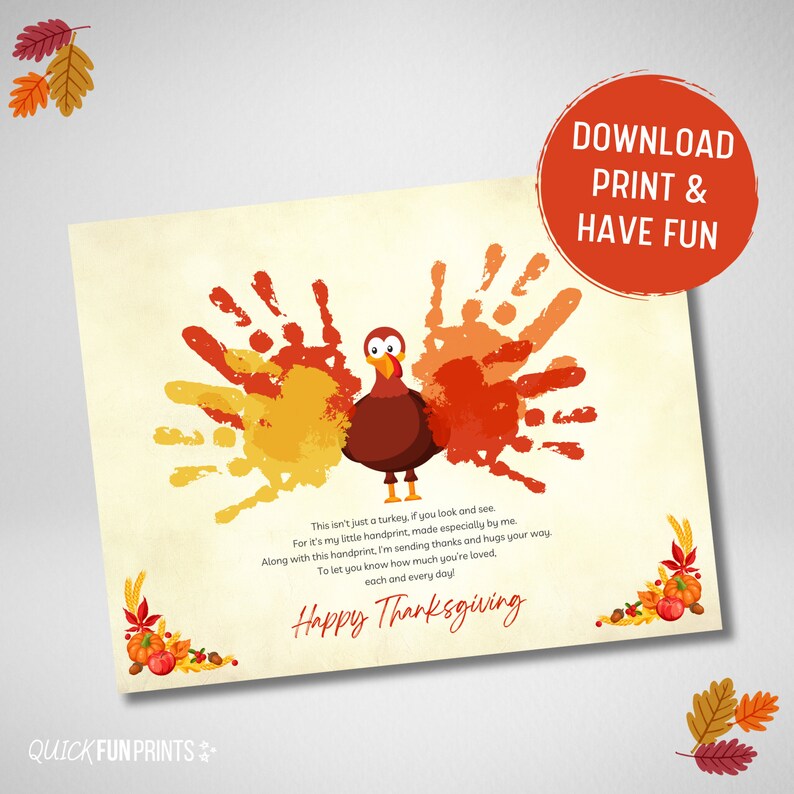 Thanksgiving Turkey Handprint Poem, Kids Craft, Thanksgiving Kids ...