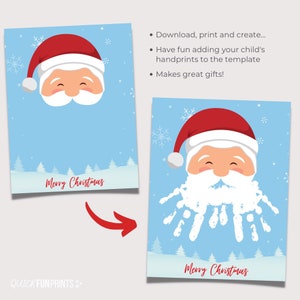 SANTA Handprint, Santa Christmas Kids Craft, Santa Handprints Template ...
