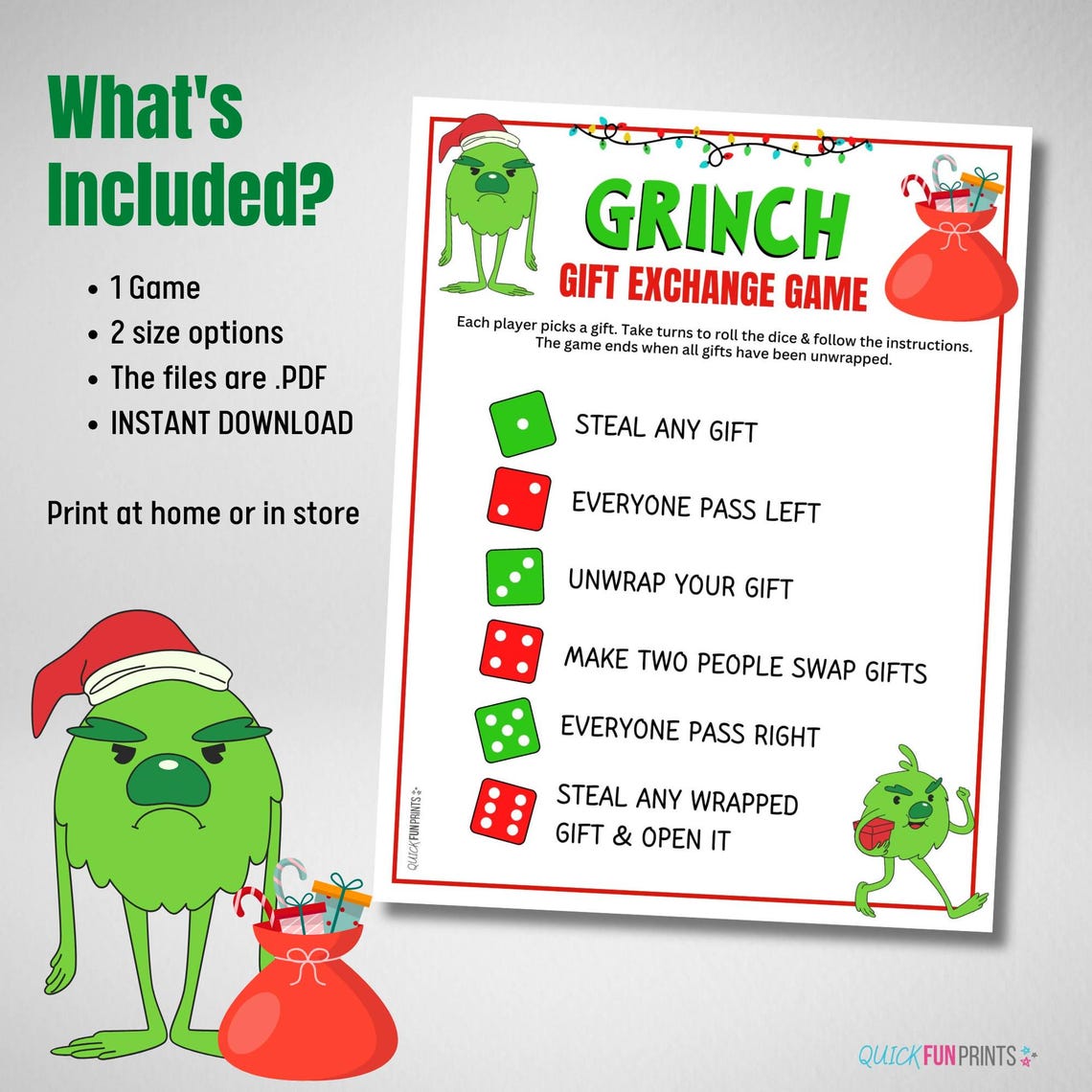 Grinch Gift Exchange Game, Holiday Gift Swap Game, Pass the Gift Game ...