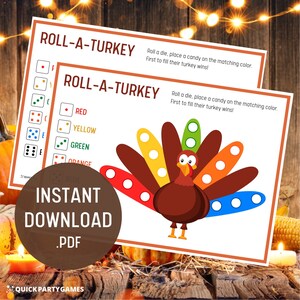 Roll A Turkey Game, Thanksgiving Game for Kids, Roll A Turkey Dice Game ...