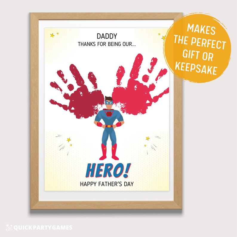 Father's Day Hero Printable Handprint Art Craft Daddy - Etsy
