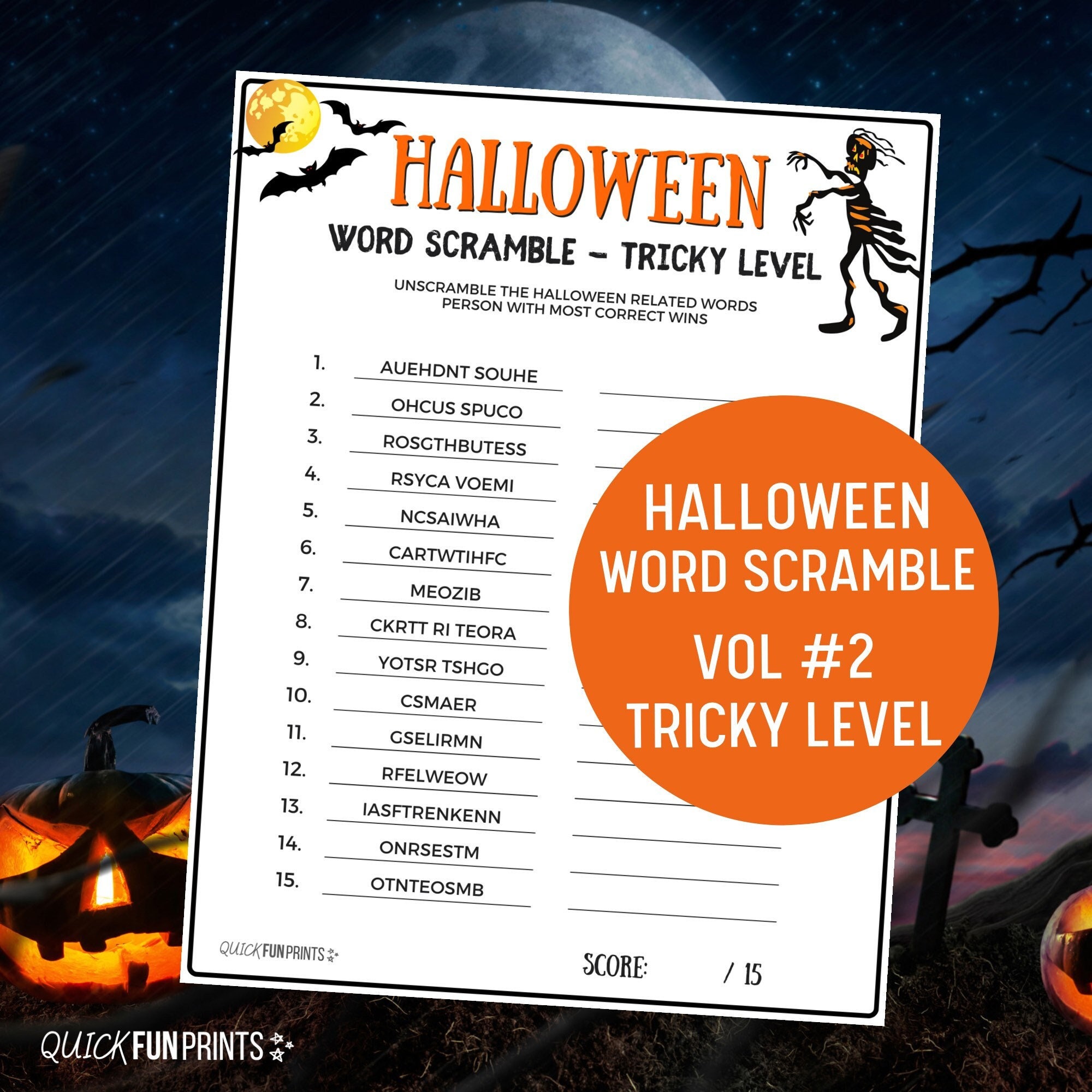 Halloween Word Scramble Game, Tricky Level, Halloween Word Scramble ...
