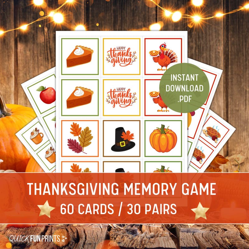Thanksgiving Matching Game Cards for Family - Etsy UK