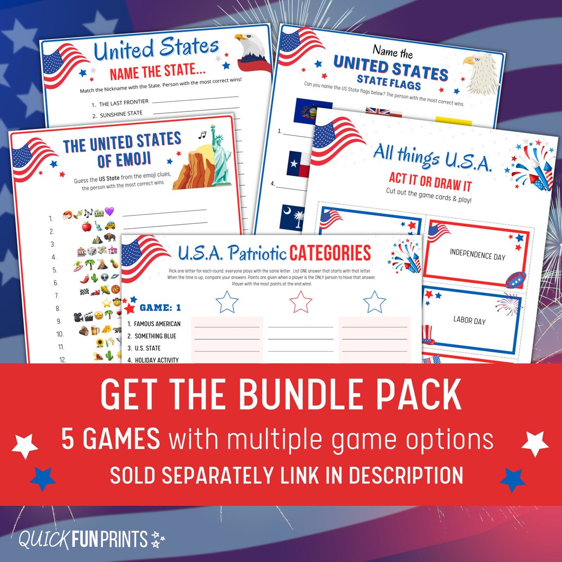 Emoji Quiz: US State Pictionary Game for Labour Day Weekend (printable ...