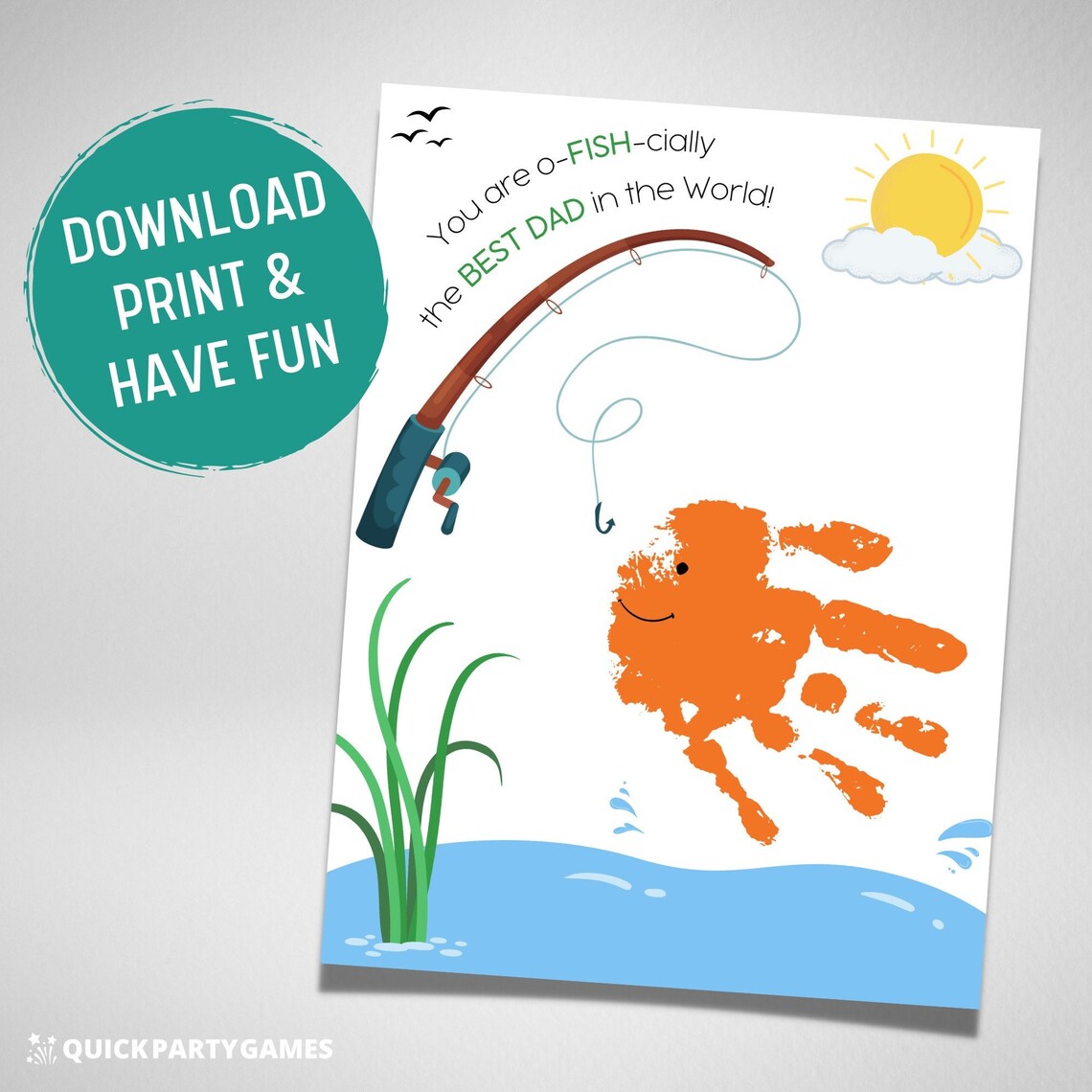Best DAD, Father's Day Handprint Fishing, Gift for Dad, Birthday Gift ...