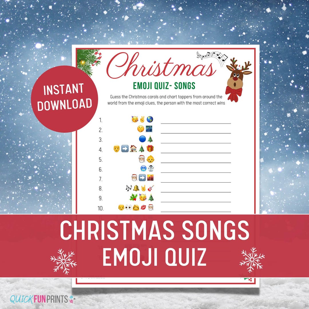 Christmas Song Emoji Quiz, Fun Family Christmas Game Printable, Carols ...