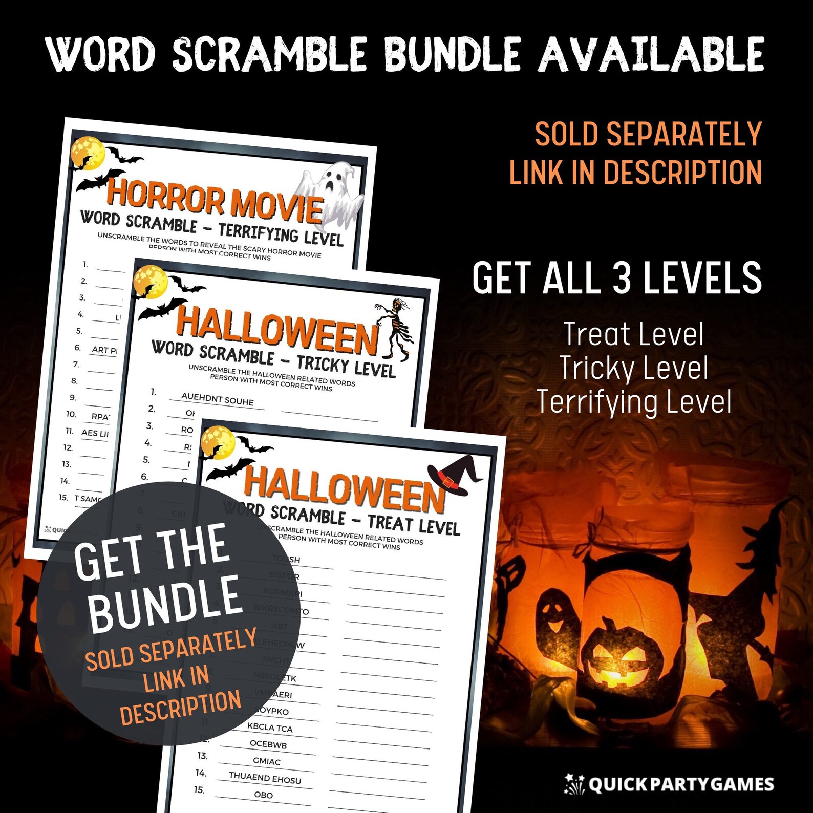 Halloween Word Scramble Game Tricky Level Halloween Word | Etsy