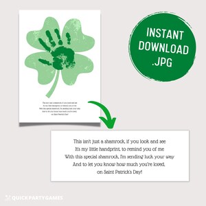 SHAMROCK Handprint Printable, St Patrick's Day Clover Kids Handprint ...