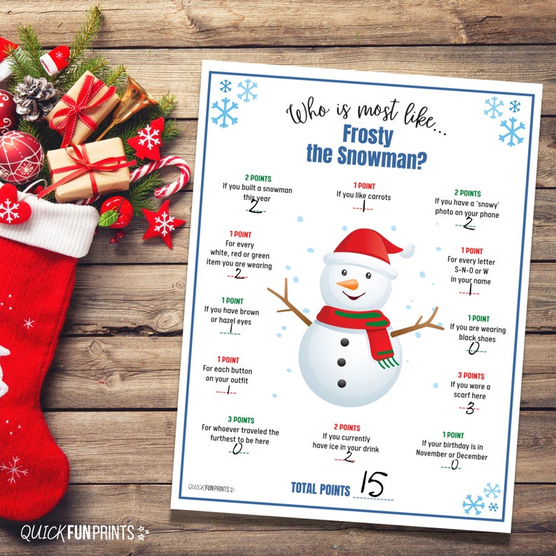 Snowman Holiday Game, Who is Most Frosty the Snowman, Fun Christmas ...
