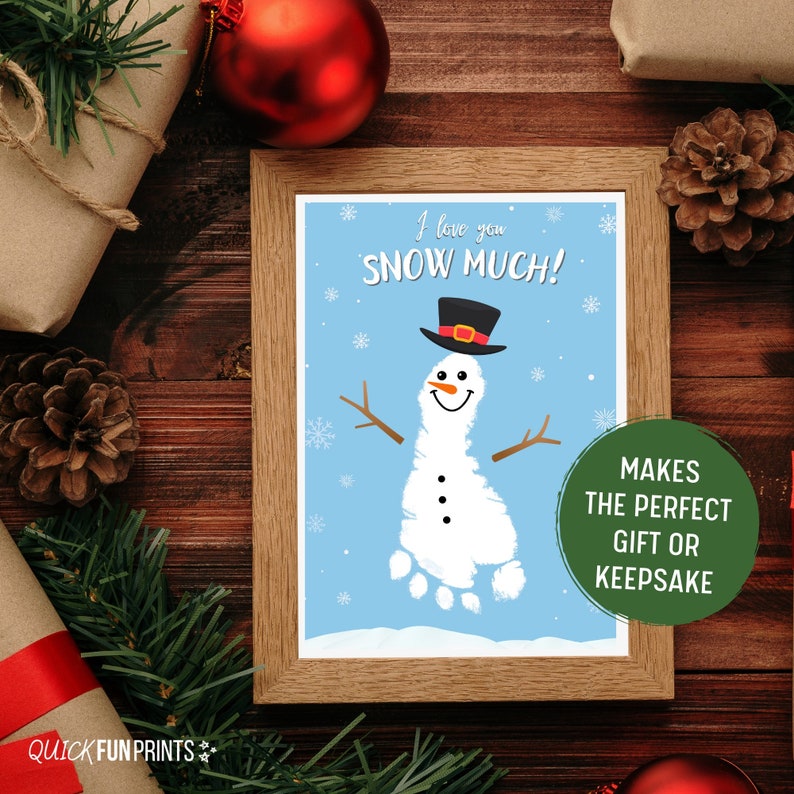 SNOWMAN Footprint, I Love You SNOW Much, Snowman Footprint, Christmas ...