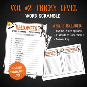 Halloween Word Scramble Game, Tricky Level, Halloween Word Scramble ...