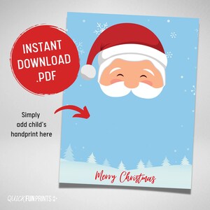 SANTA Handprint, Santa Christmas Kids Craft, Santa Handprints Template ...