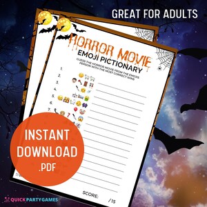 Horror Movie Emoji Pictionary Halloween Game Adults - Etsy
