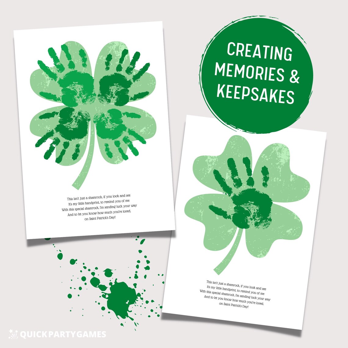 SHAMROCK Handprint Printable, St Patrick's Day Clover Kids Handprint ...