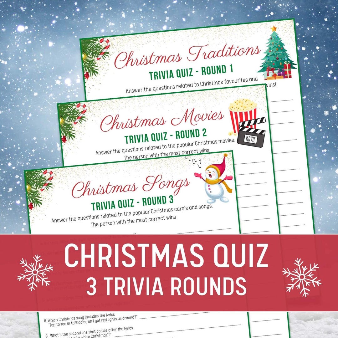 Christmas Quiz With Answers, Printable Christmas Trivia Quiz, Christmas ...