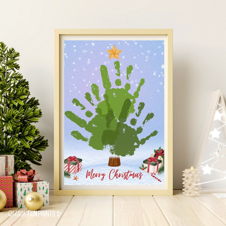 CHRISTMAS Tree Handprint, Christmas Kids Craft, Christmas Handprints ...