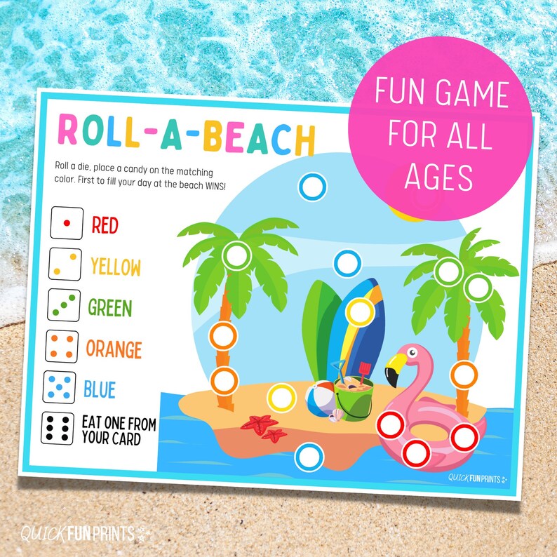 SUMMER Roll-a-beach Game | Summer Family Dice Game | Roll A Beach Game ...
