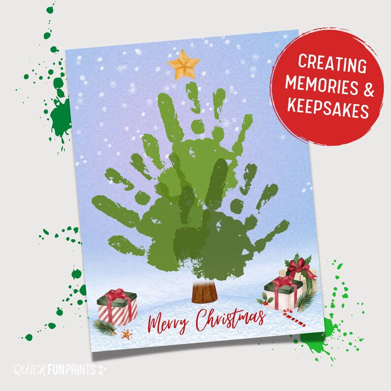 CHRISTMAS Tree Handprint, Christmas Kids Craft, Christmas Handprints ...