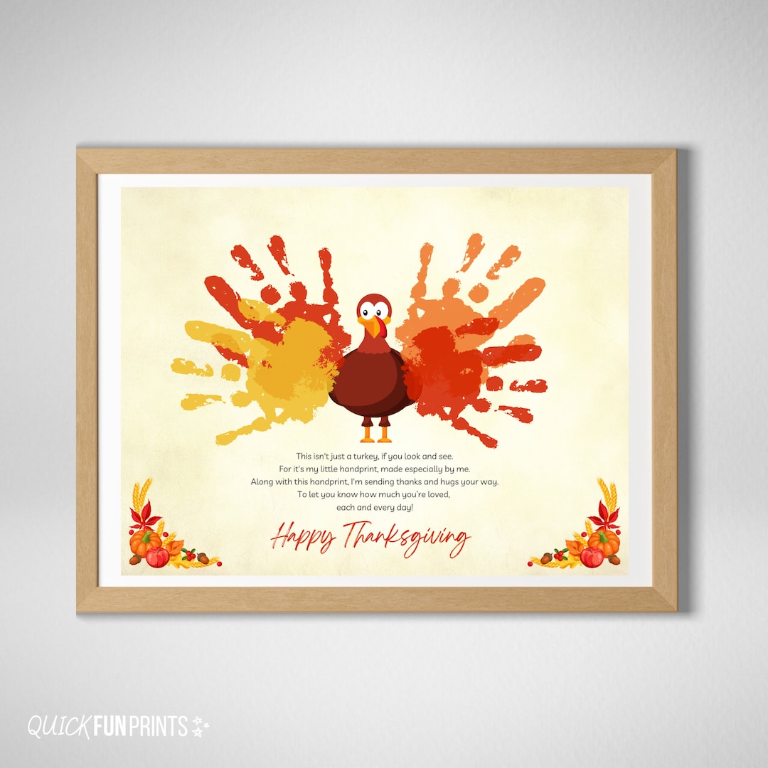 Turkey Thanksgiving Handprint, Happy Thanksgiving DIY Gift ...