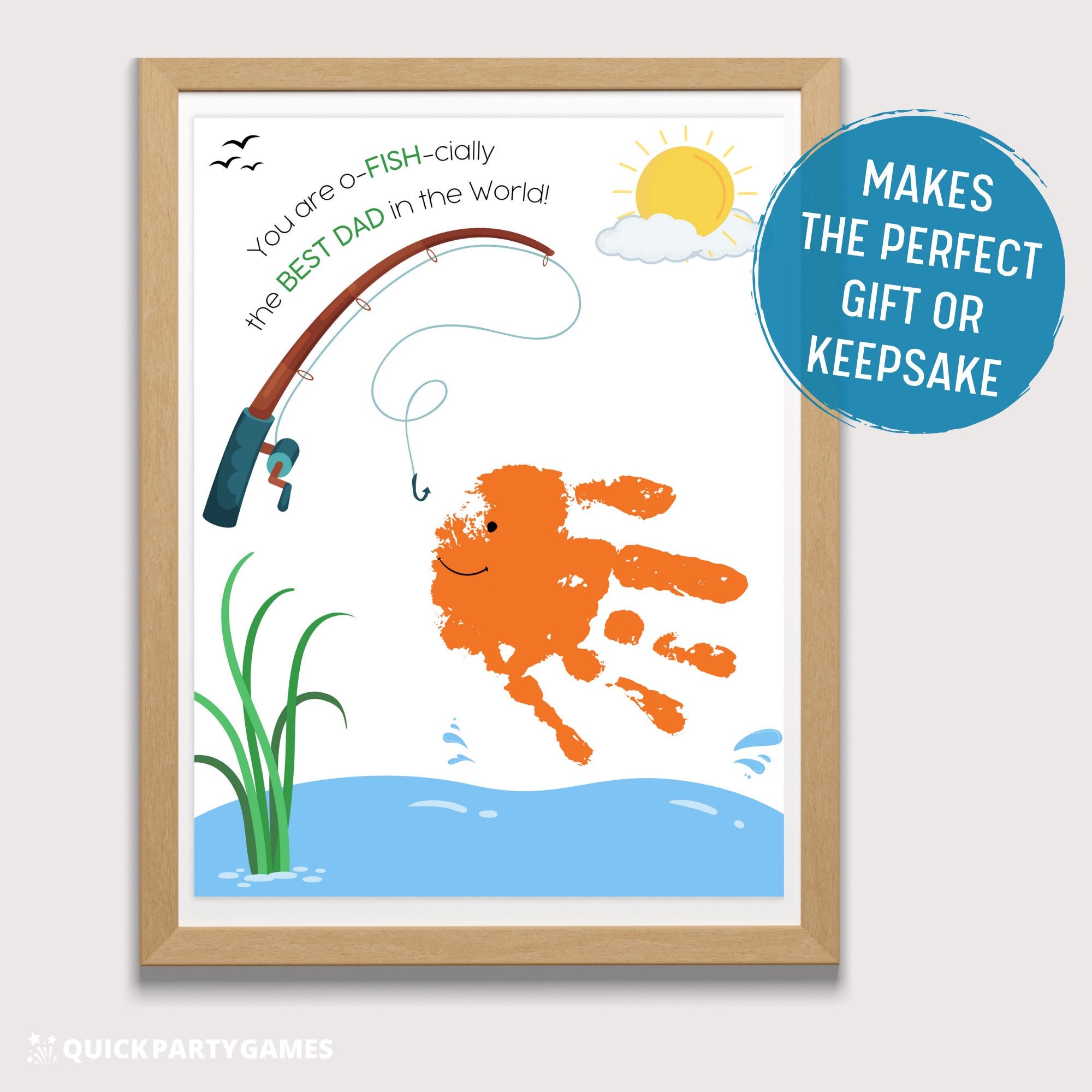 Best DAD, Father's Day Handprint Fishing, Gift for Dad, Birthday Gift ...