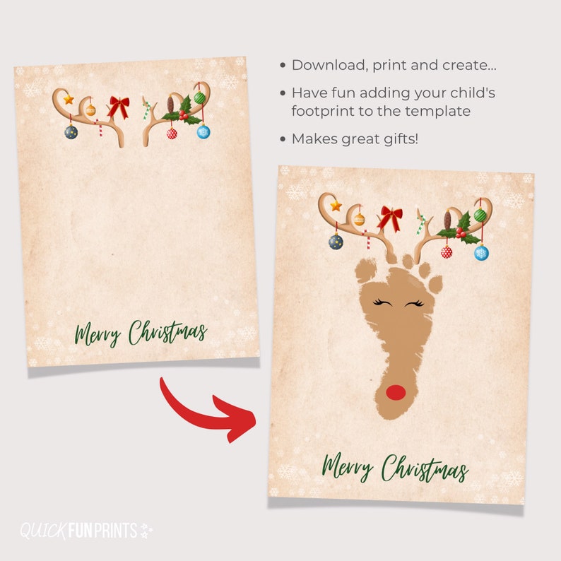 Christmas Reindeer Footprint, Christmas Craft, Reindeer Footprint ...