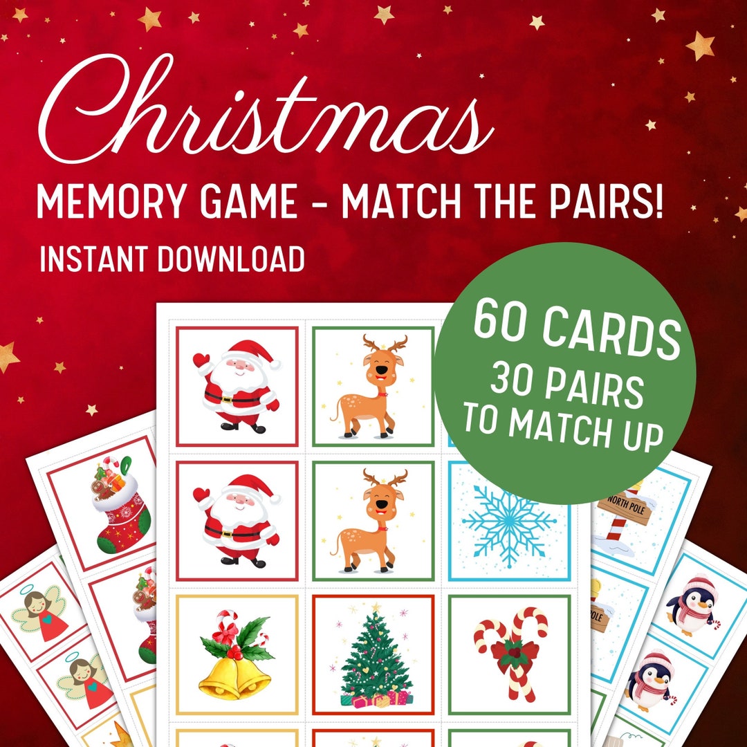 Christmas Memory Pairs Game, Christmas Games Kids, 30 Christmas Pairs ...