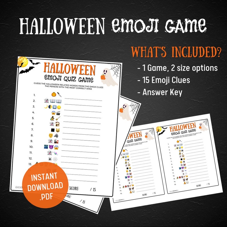 Halloween Emoji Pictionary Game: Printable Party Activity (digital ...