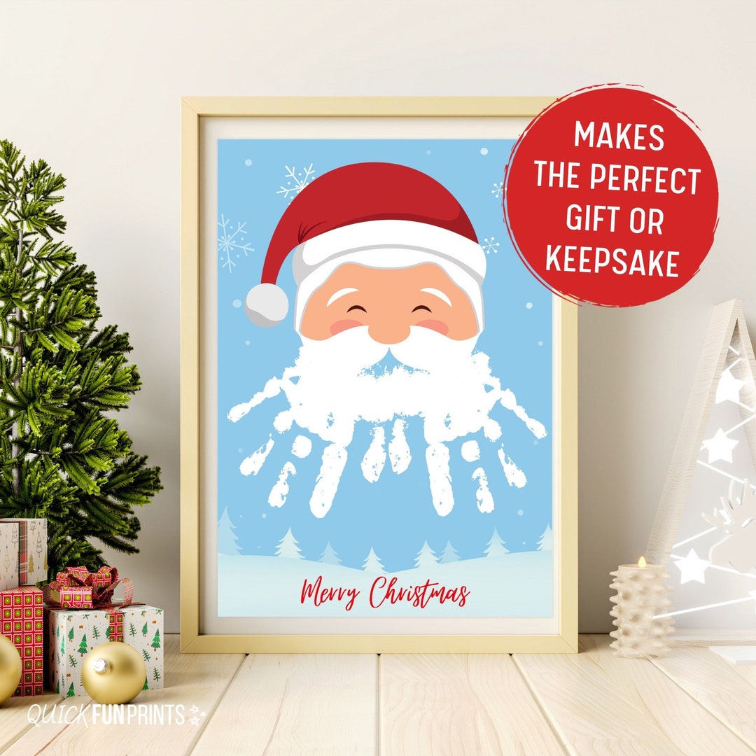 SANTA Handprint, Santa Christmas Kids Craft, Santa Handprints Template ...