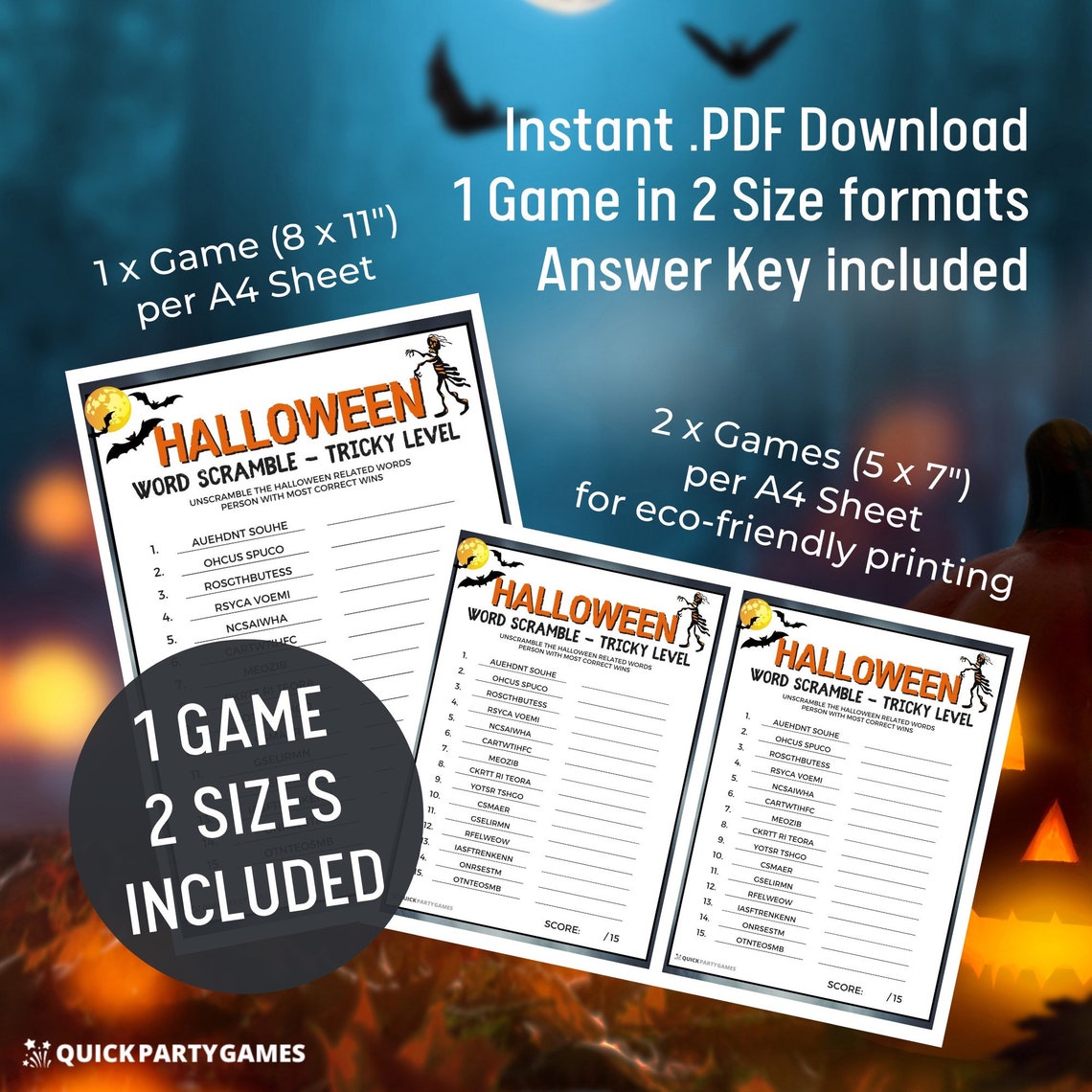 Halloween Word Scramble Game Tricky Level Halloween Word | Etsy