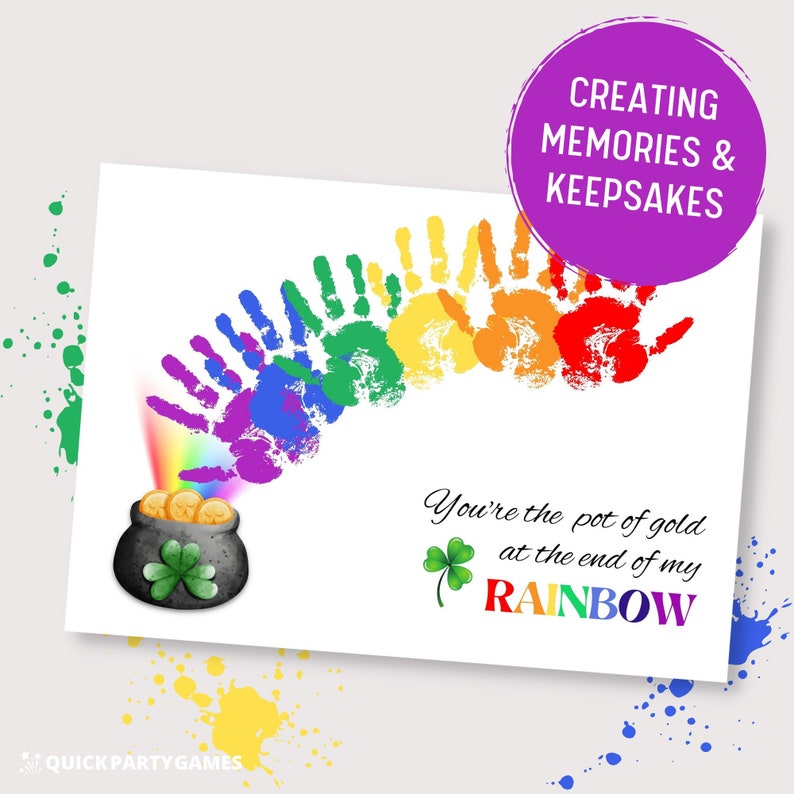 Printable Rainbow & Pot of Gold Handprint, St Patricks Rainbow ...
