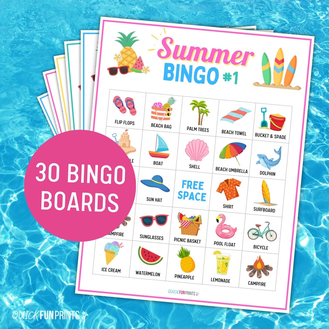 SUMMER Bingo 30 Bingo Boards 36 Calling Cards Summer - Etsy