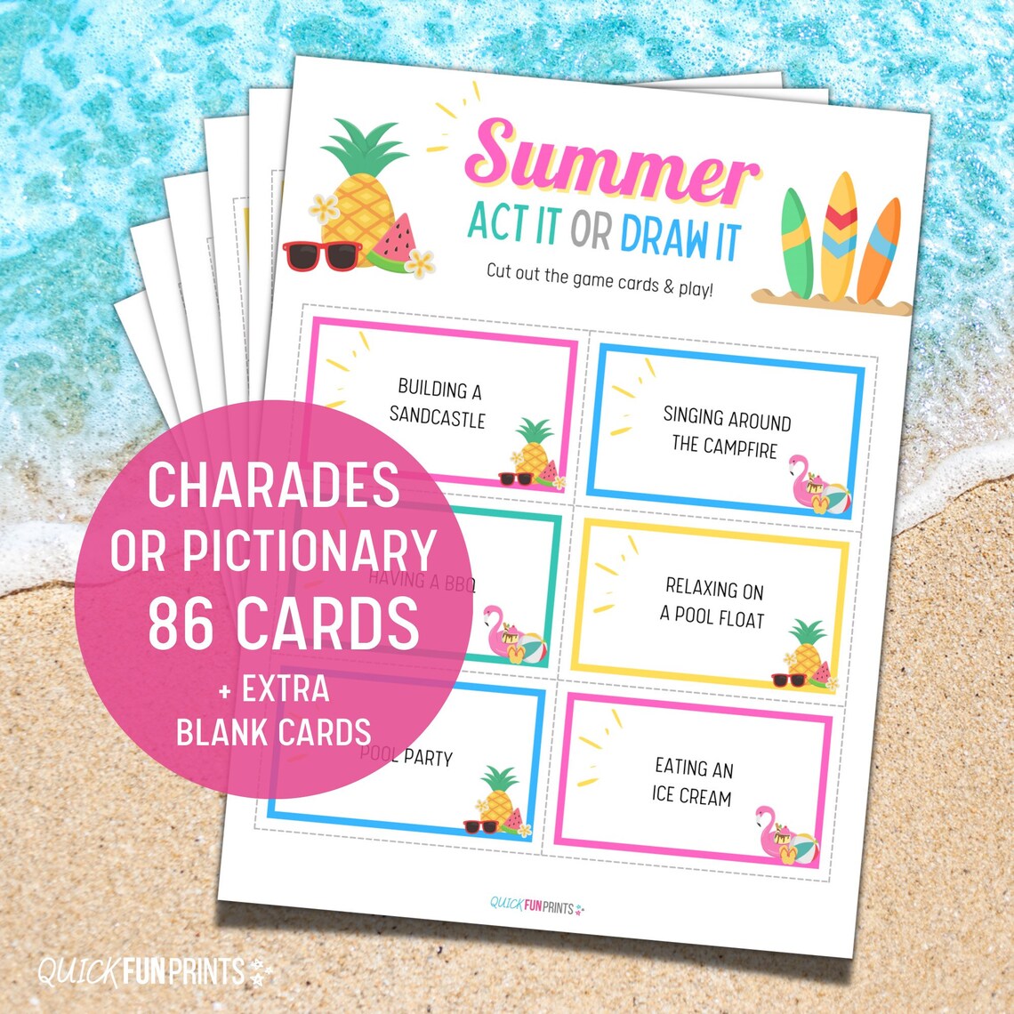 SUMMER Games Bundle Summer Charades Scattergories - Etsy