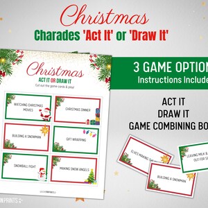 CHRISTMAS Charades & Christmas Pictionary. Christmas Charades Printable ...