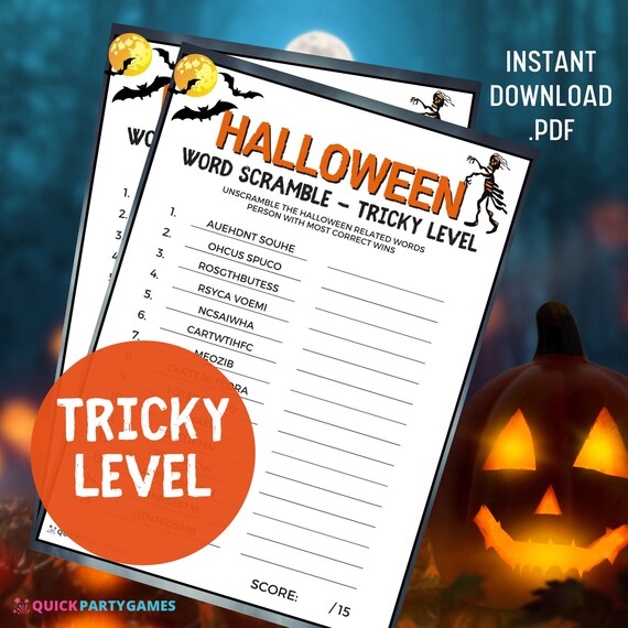 Halloween Word Scramble Game Tricky Level Halloween Word | Etsy