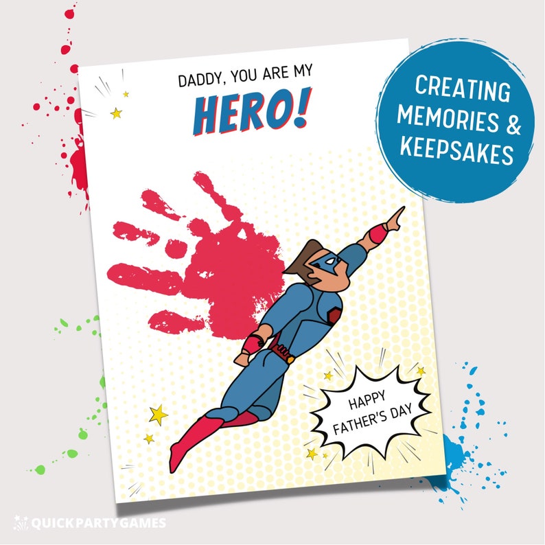 Father's Day Handprint Art: Daddy Hero Gift (digital Download) - Etsy