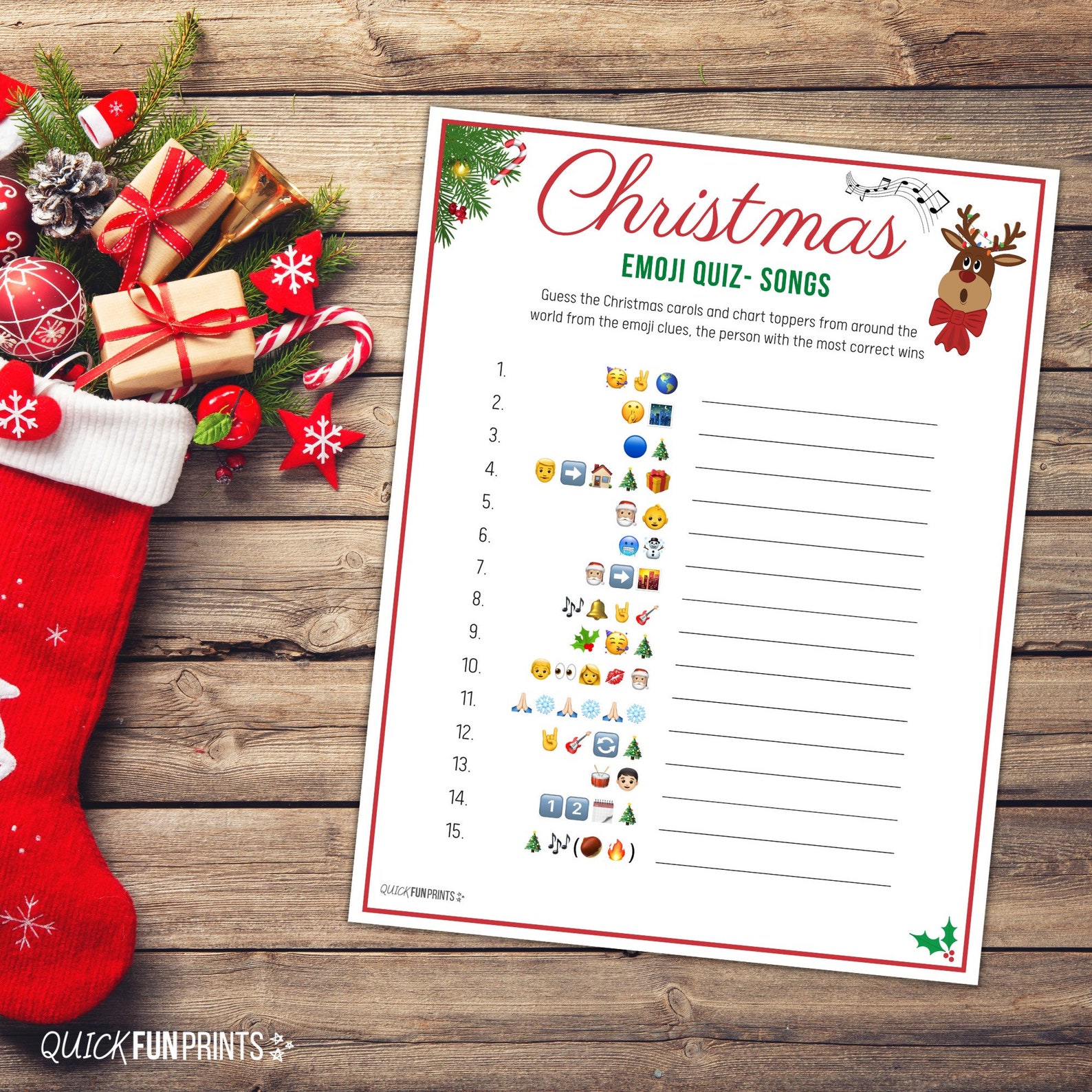 Christmas Song Emoji Quiz, Fun Family Christmas Game Printable, Carols ...