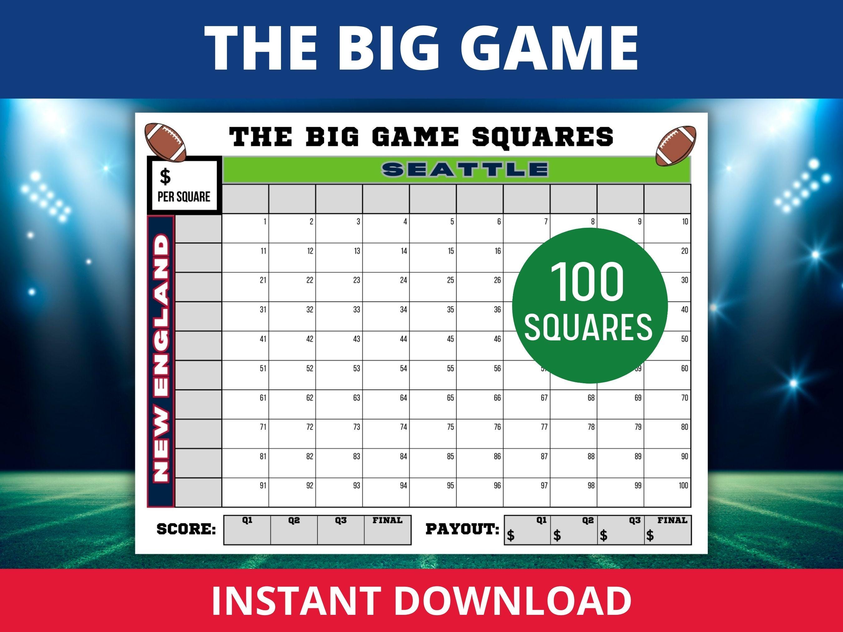 SUPER Football Squares, 2026 Big Game, Super Party Game, Football ...