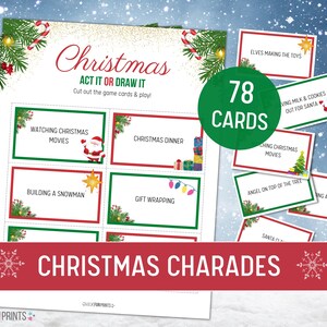 CHRISTMAS Charades & Christmas Pictionary. Christmas Charades Printable ...
