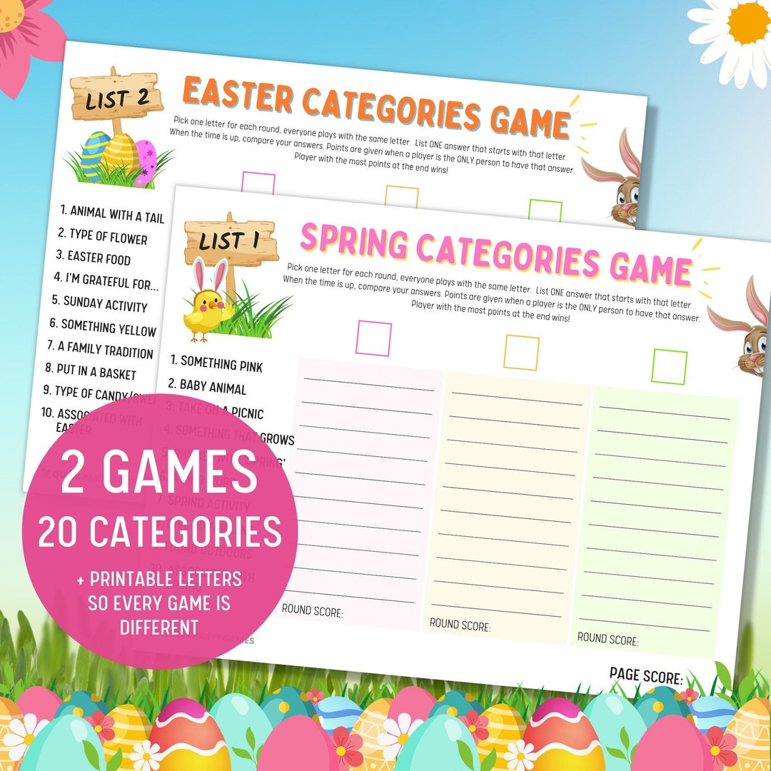 EASTER Scattergories Game Printable, Easter Scattergories, Word Game ...