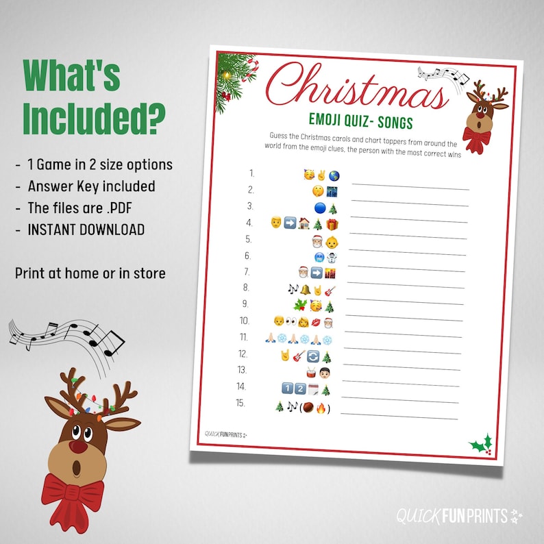 Christmas Songs Emoji Quiz, Christmas Song Quiz, Family Games ...