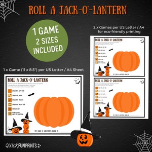 Halloween Roll a Jack-o'-lantern Dice Game: Halloween Roll A Pumpkin ...