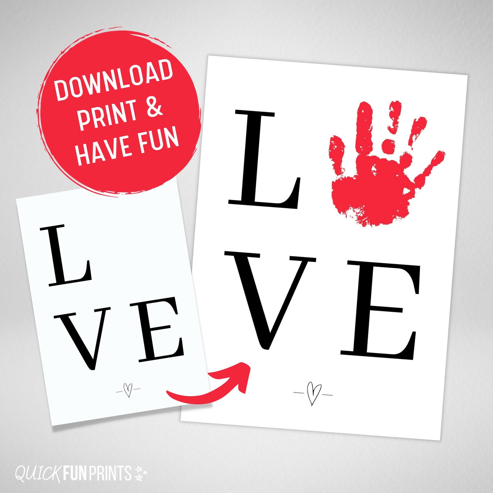 LOVE Valentine's Gift, Handprint Kids Craft, Kids Art Craft, Gift for ...