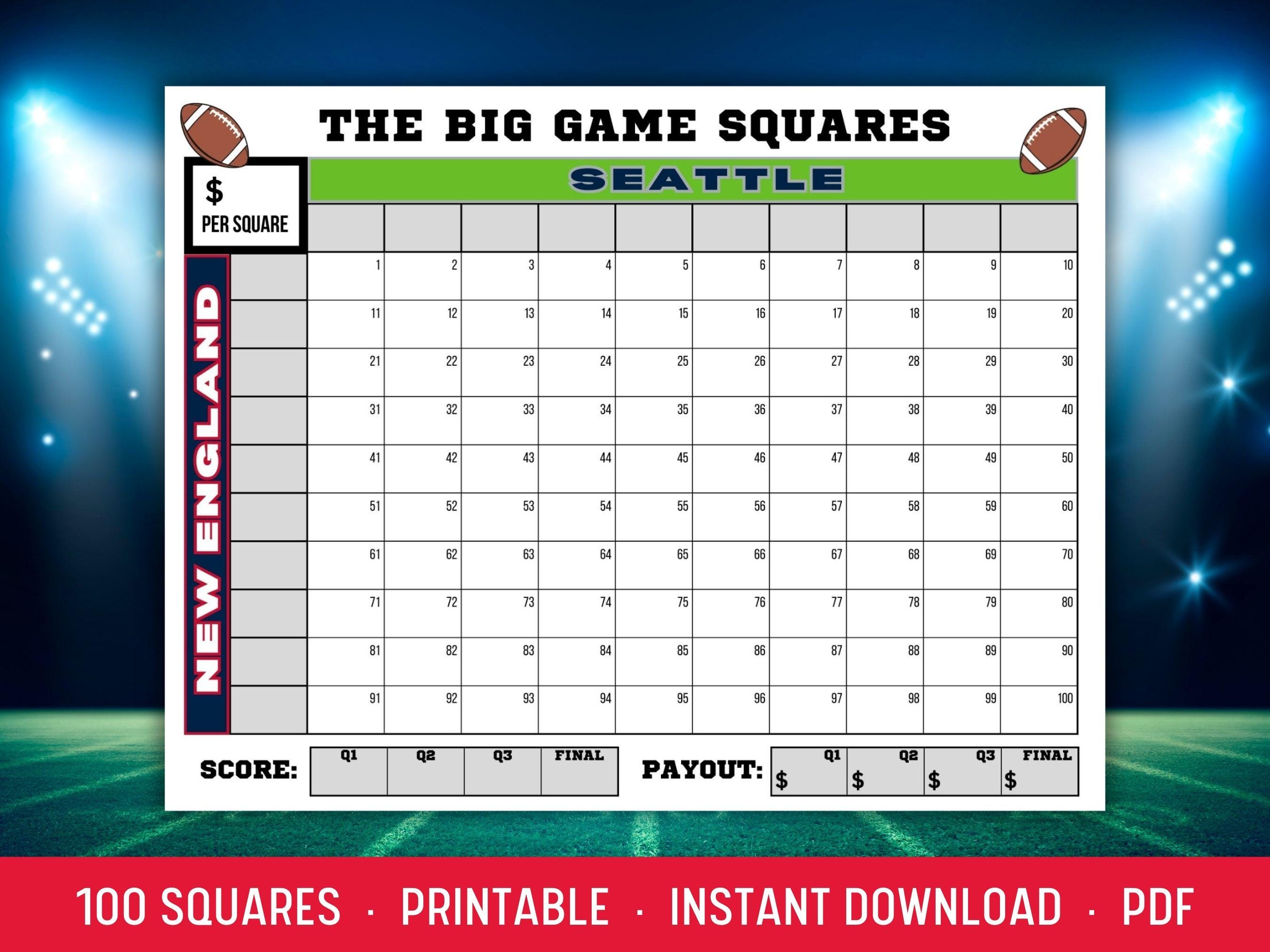 SUPER Football Squares, 2026 Big Game, Super Party Game, Football ...