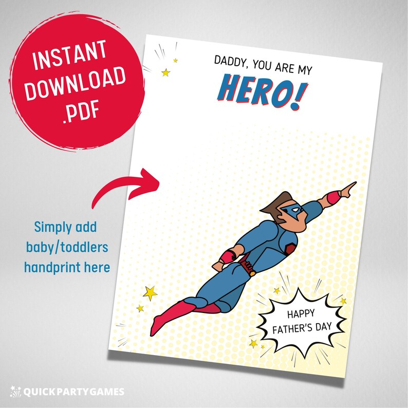 Father's Day Handprint Art: Daddy Hero Gift (digital Download) - Etsy