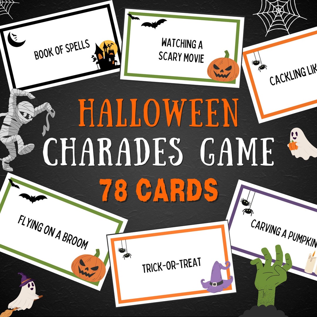 Halloween Charades & Pictionary, Over 70 Halloween Charades Cards for ...