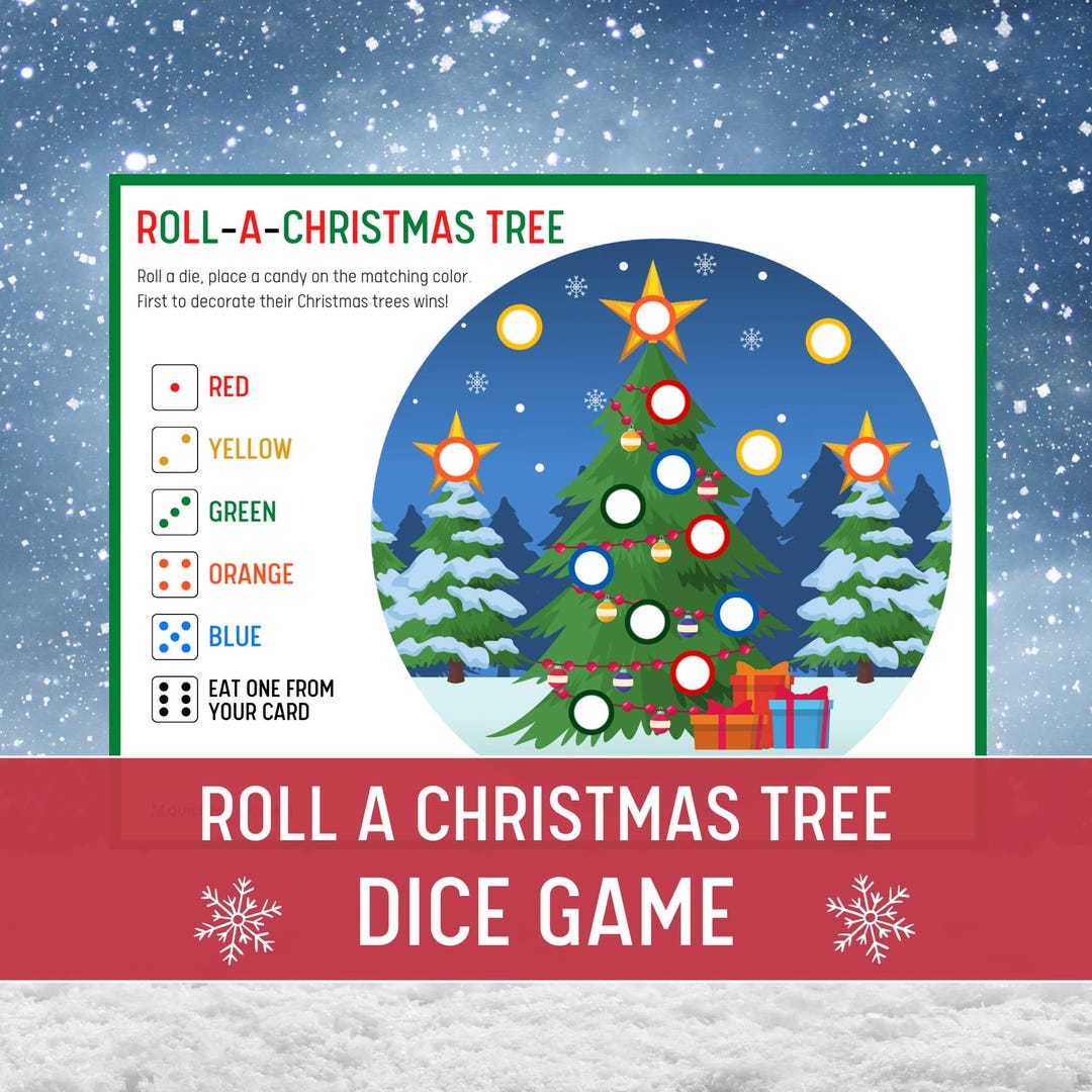 Roll A Christmas Tree Dice Game, Printable Christmas Family Fun ...