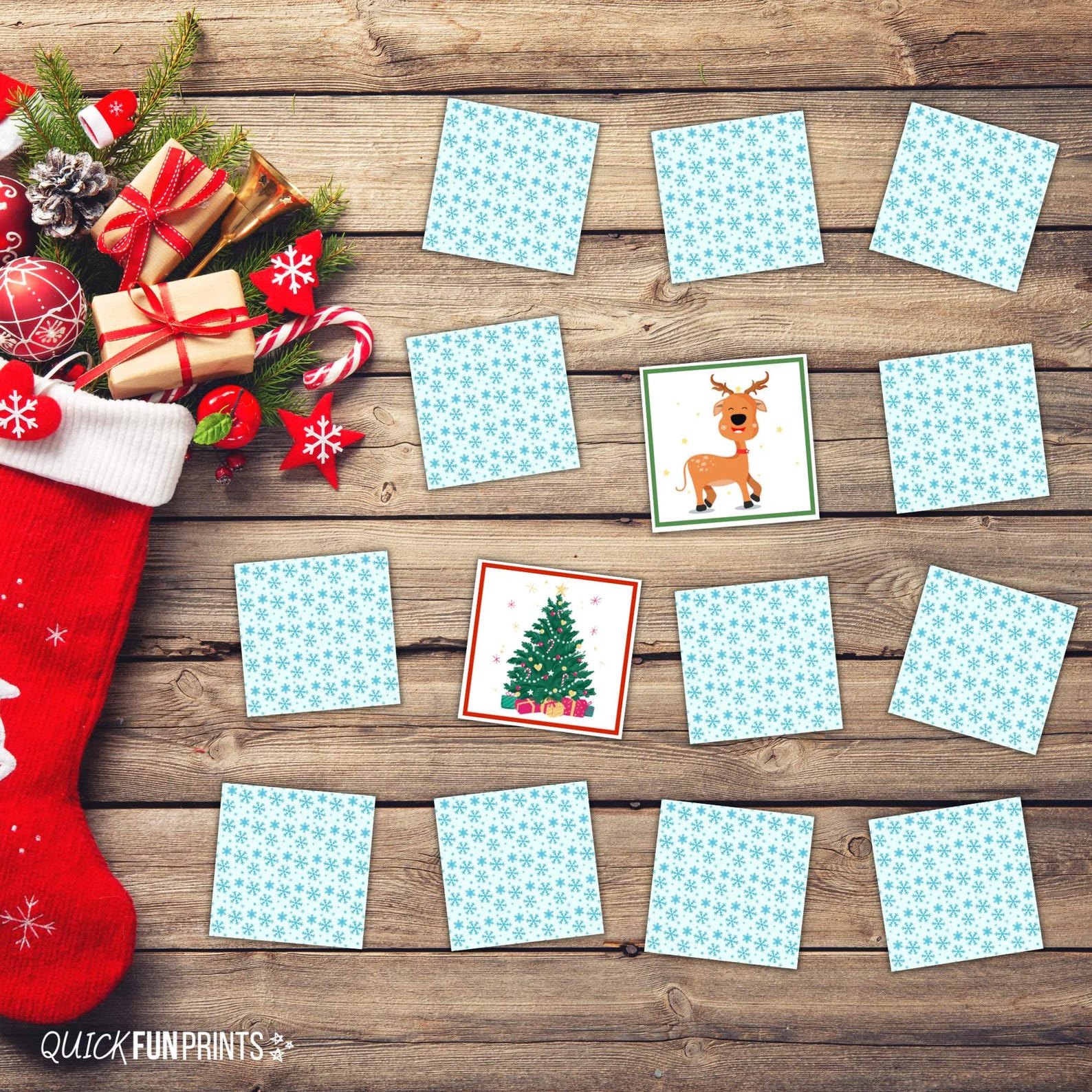 Christmas Memory Game, 60 Game Cards, Christmas Family Game, Xmas ...